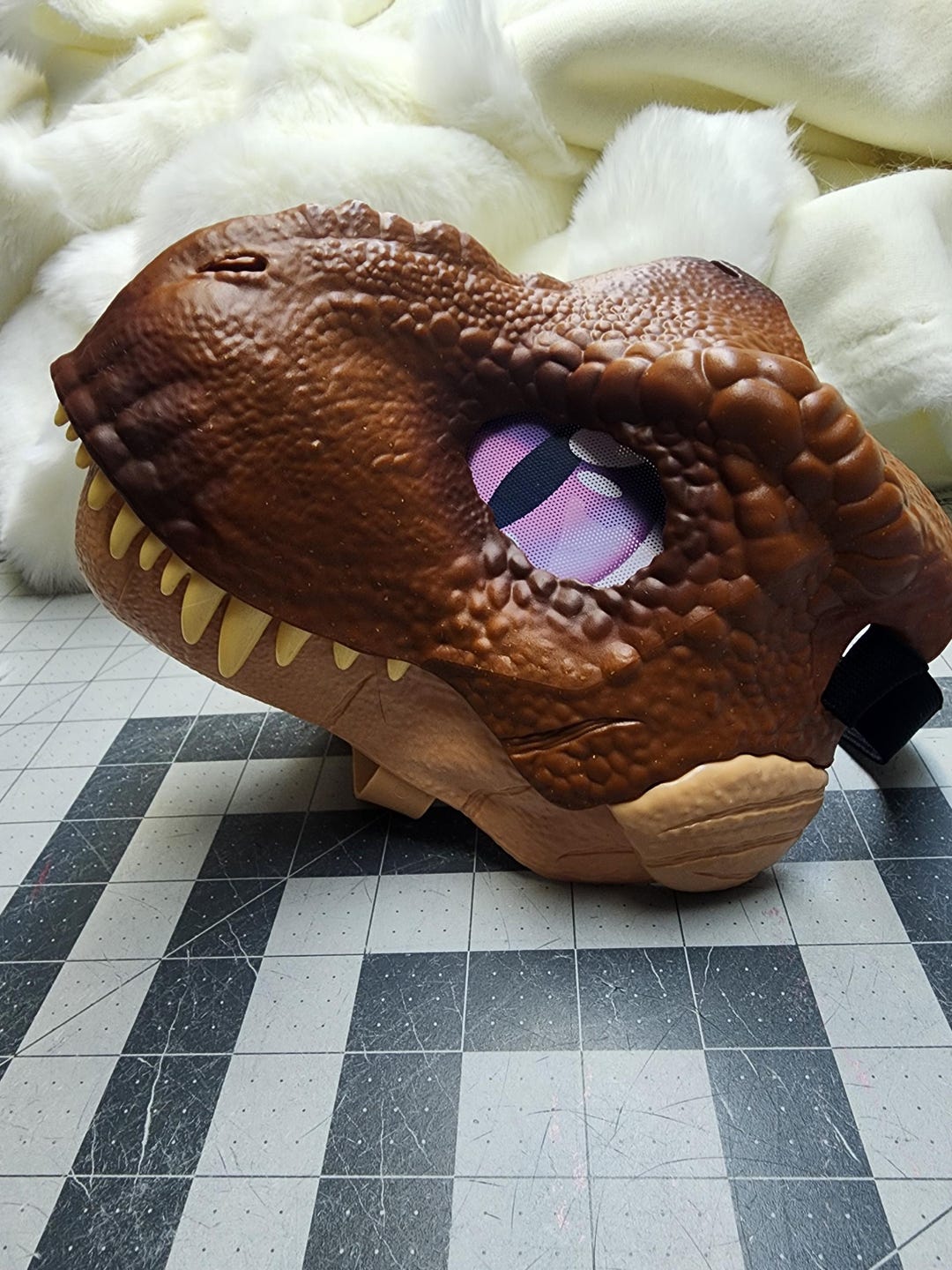 Sublimated Follow-me T-rex Dino Mask and Dinosaur Eye Mesh for Fursuits ...