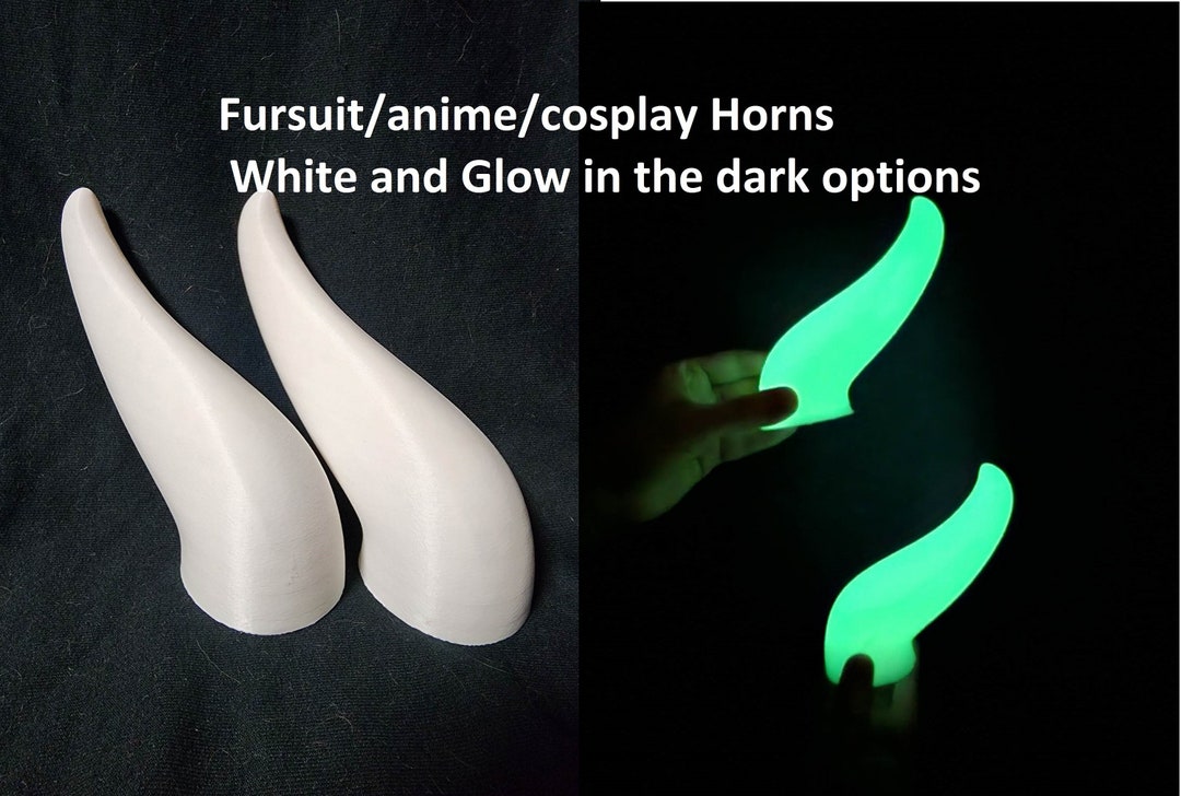 Cosplay, Fursuit, Anime, Ren Fair, Horns in White and Glow in the Dark ...