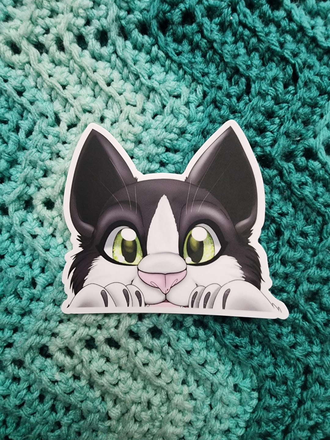 Cute Black and White Cat Peeking Vinyl Sticker - Etsy