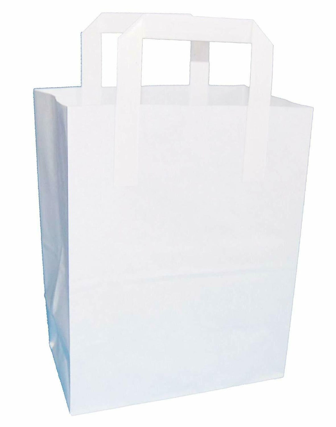 25 Medium SOS White Kraft Paper Carrier Bags With Flat Handles Free and ...