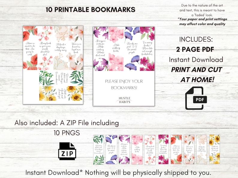 Printable Bookmarks Template, Printable Bookmarks Set, Bookmarks ...