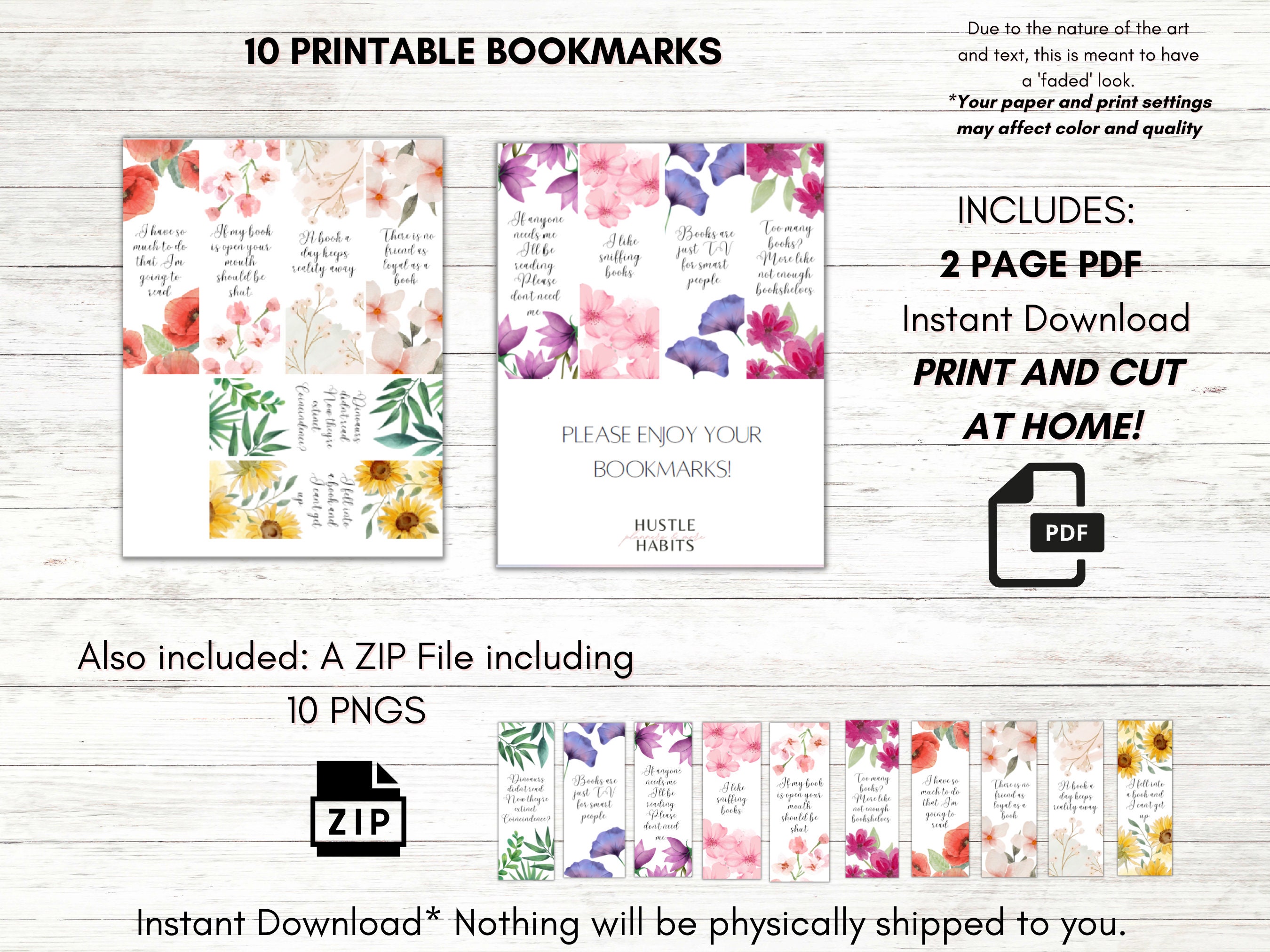 Printable Bookmarks Template, Printable Bookmarks Set, Bookmarks ...