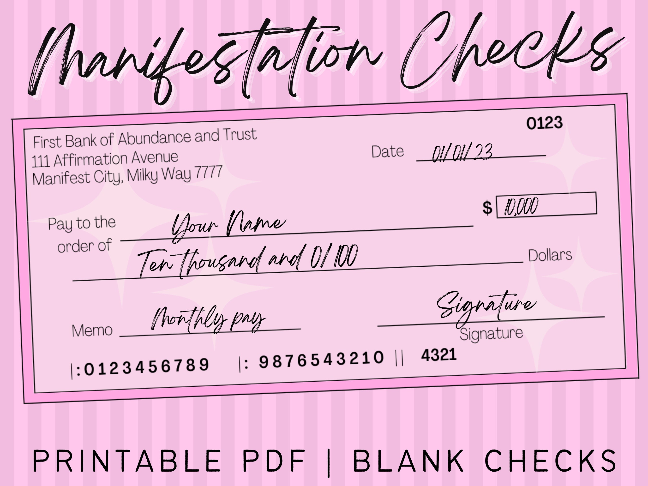 Manifestation Check, Vision Board Checks, Vision Board Printables ...