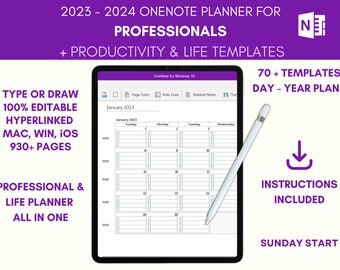 Productivity Planner & Life Planner Onenote Templates Pack, One Note ...