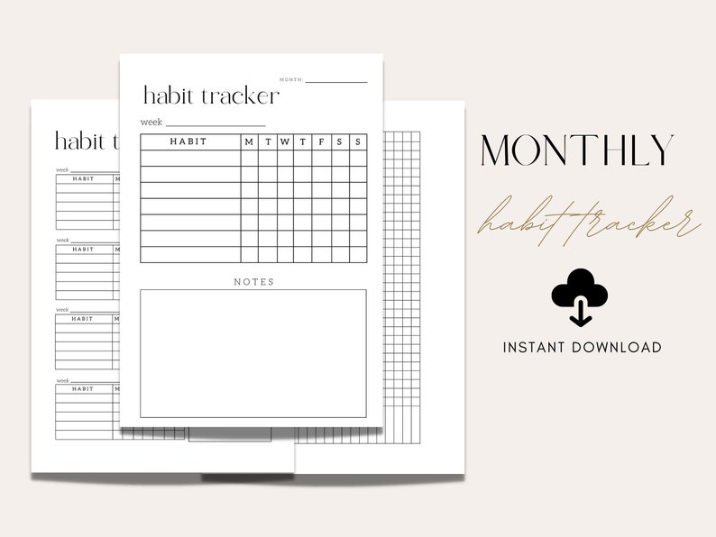 Monthly Habit Tracker Printable Landscape Habit Tracker - Etsy