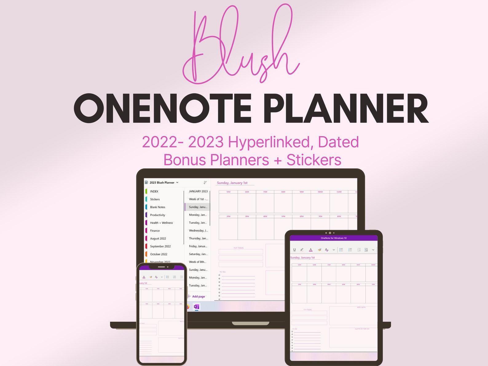 Hyperlinked Onenote Planner, Onenote Digital Planner, Dated 2022 2023 ...