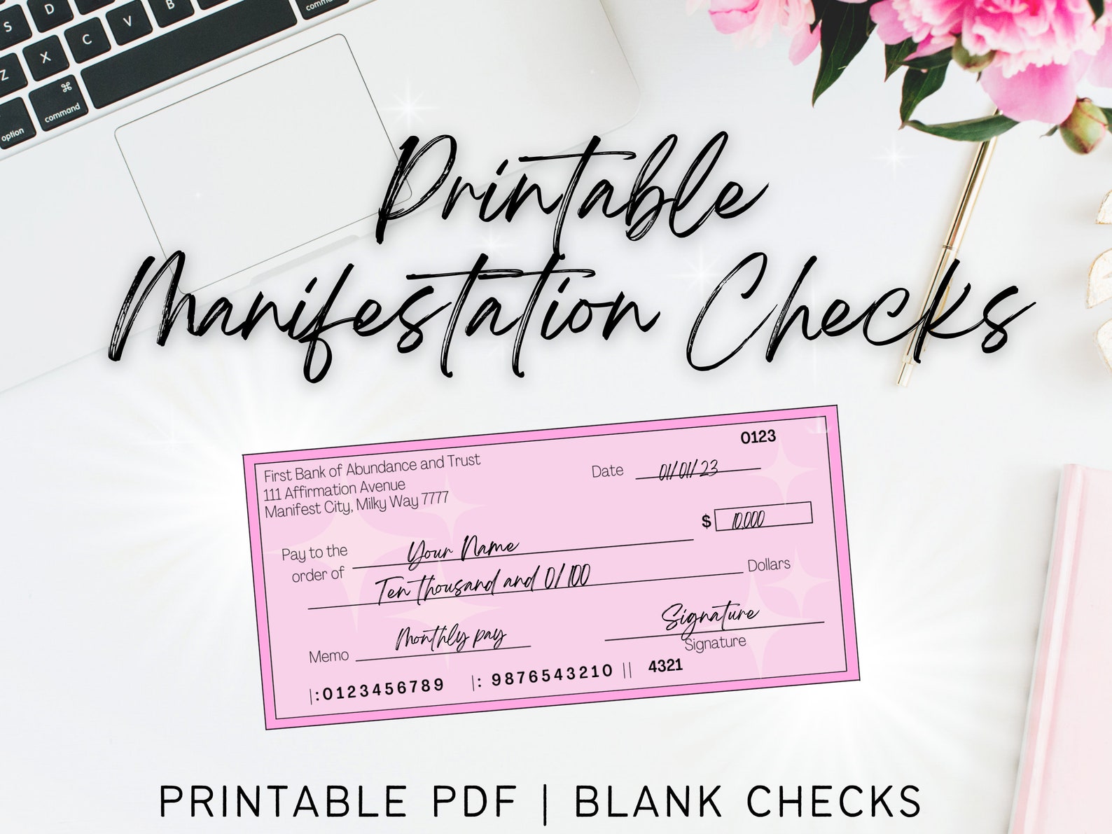 Manifestation Check, Vision Board Checks, Vision Board Printables ...