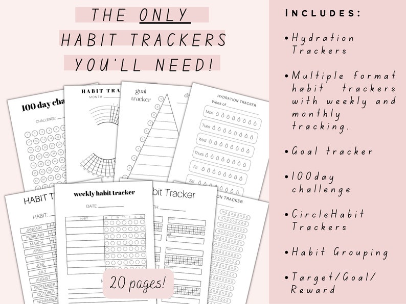 Daily Habit Tracker PDF in Sizes A5, A4, Letter, Habit Track Printable ...