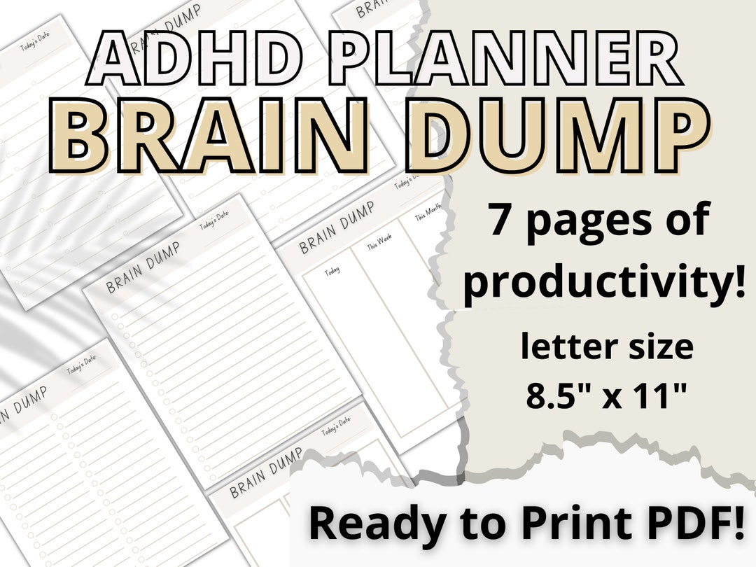 ADHD Planner, Brain Dump, Productivity Planner, to Do List Printable ...