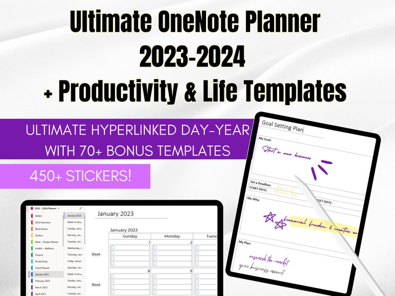 Hyperlinked Onenote Planner, Onenote Digital Planner, Dated 2023 2024 ...