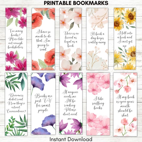 Printable Bookmarks Template, Printable Bookmarks Set, Bookmarks ...