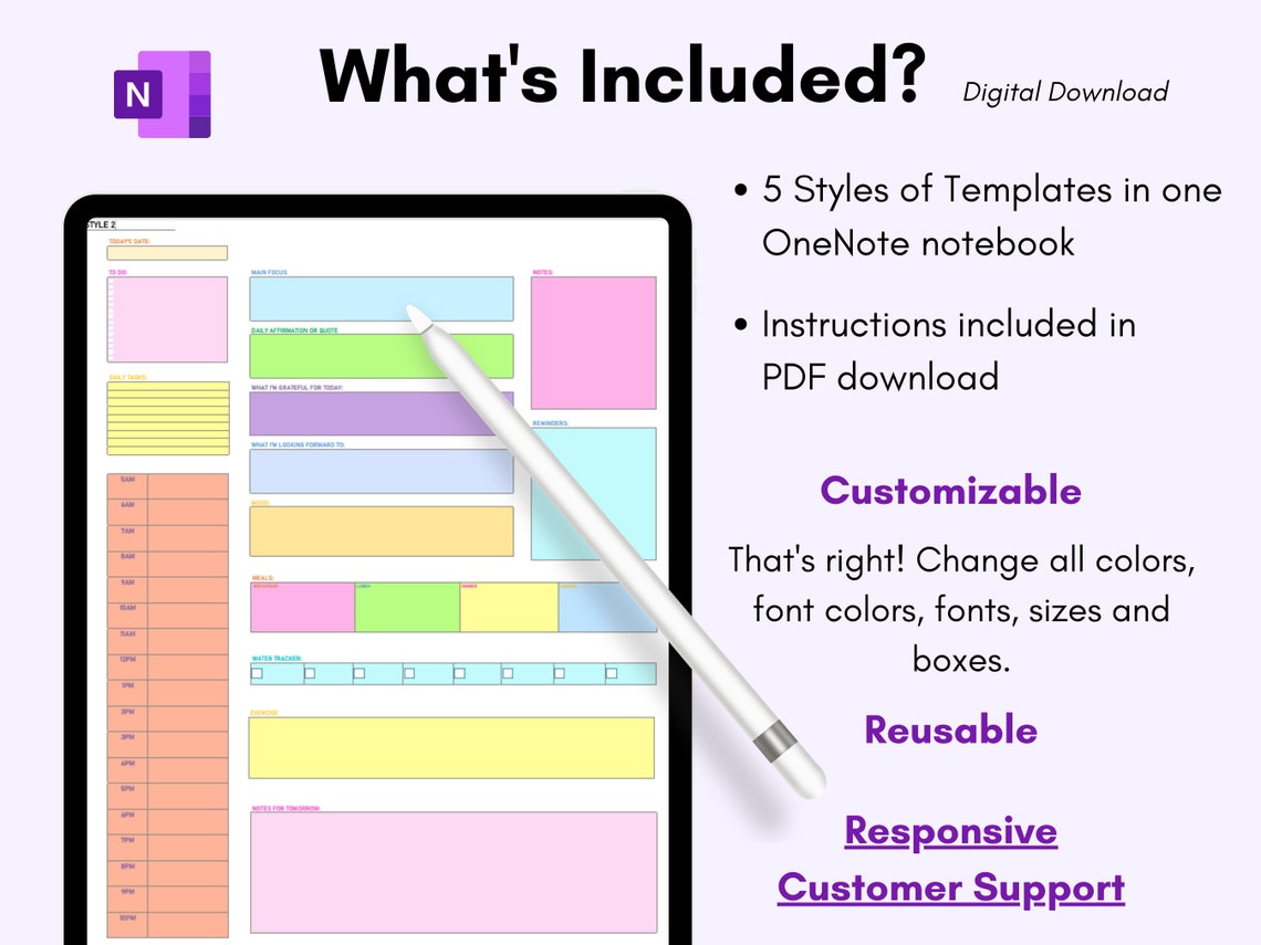 Onenote Template Digital Planner One Note Template Adhd To Do Organizer
