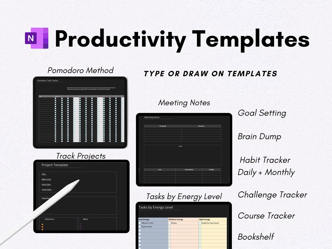 Productivity Planner & Life Planner Onenote Templates Pack - Etsy