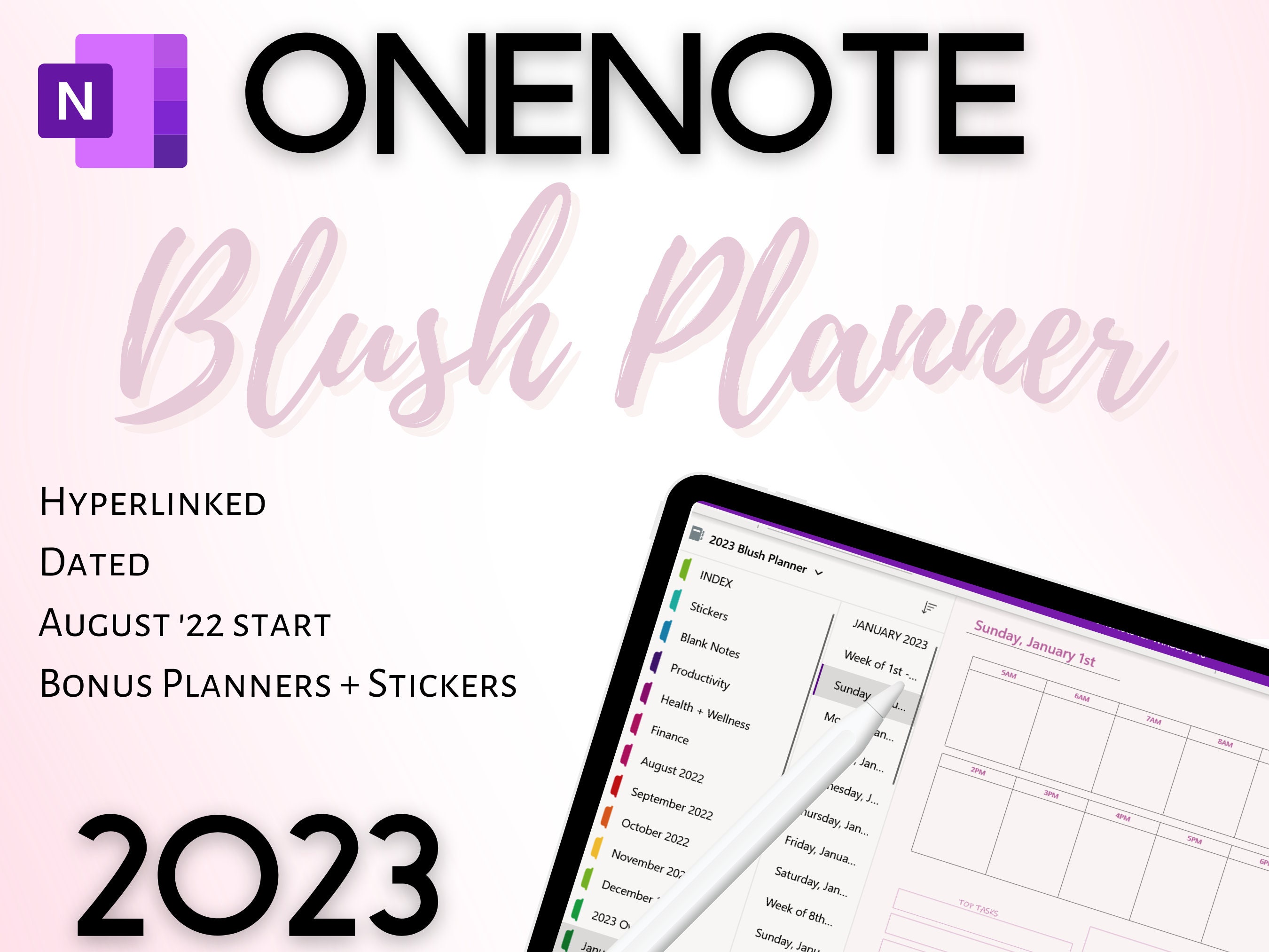 Onenote Digital Planner, Undated Onenote Planner, Android Windows ...
