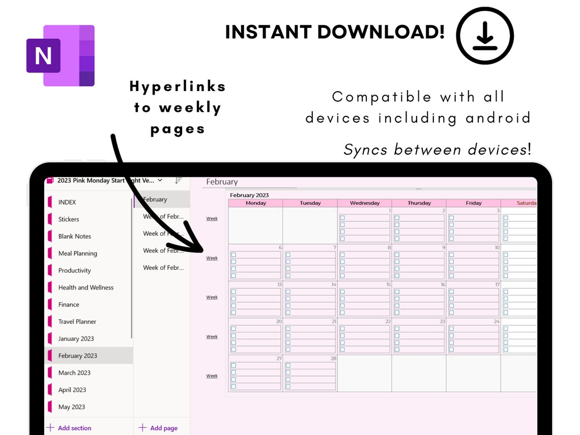 Hyperlinked Onenote Planner, Onenote Digital Planner, Dated 2023, Daily ...