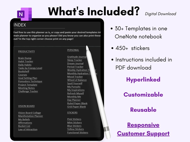 Productivity Planner & Life Planner Onenote Templates Pack, One Note ...