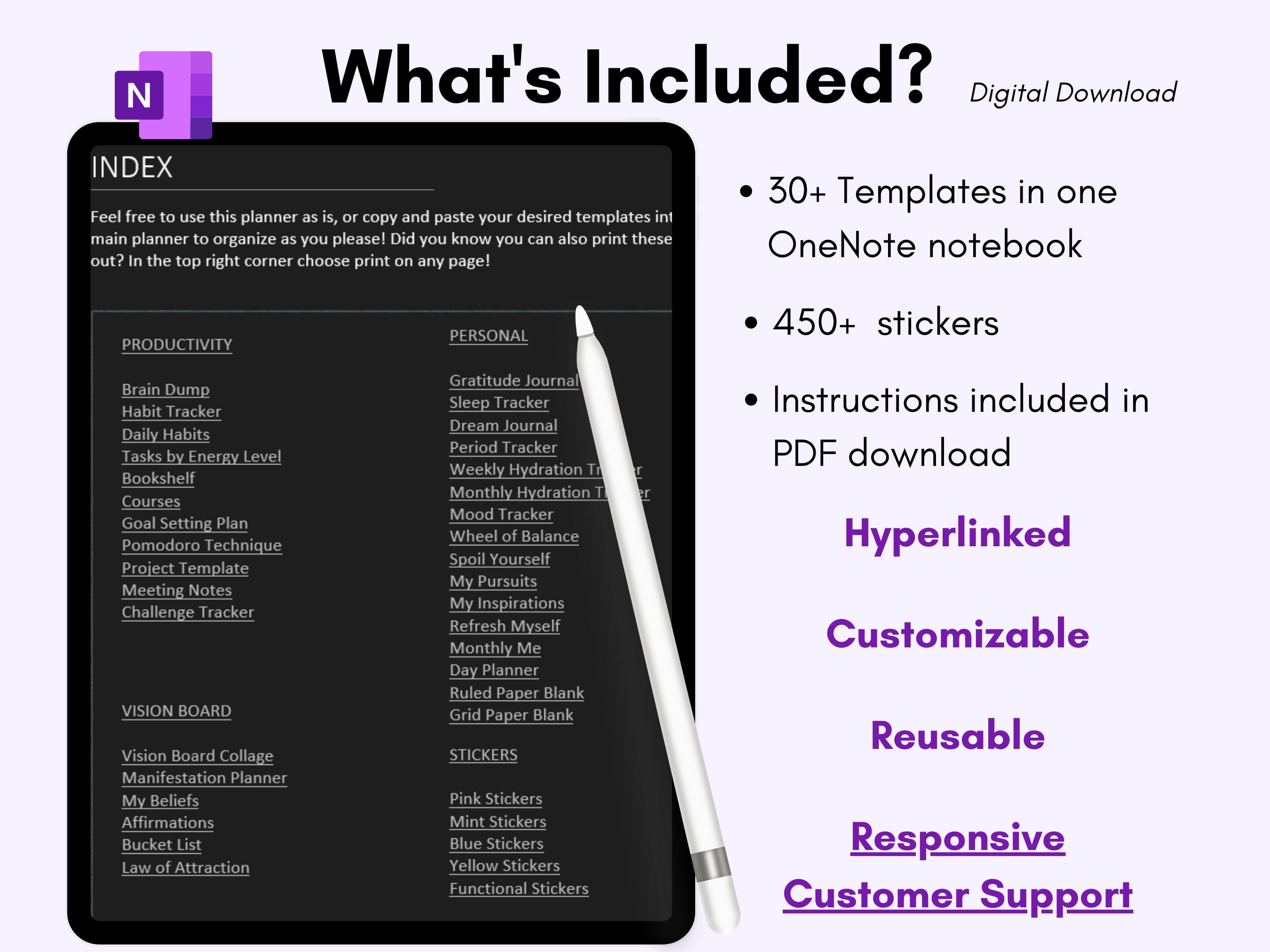 Productivity Planner & Life Planner Onenote Templates Pack, One Note ...