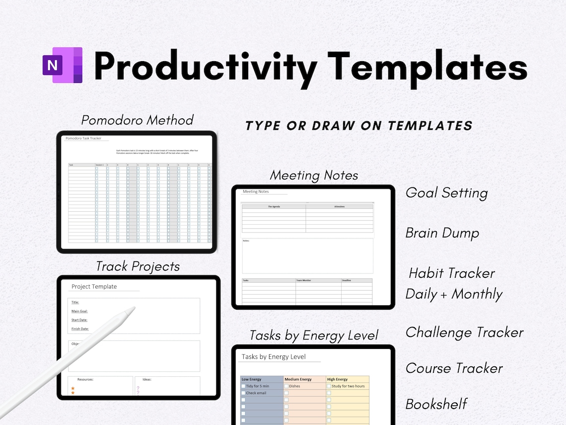Productivity Planner & Life Planner Onenote Templates Pack, One Note ...