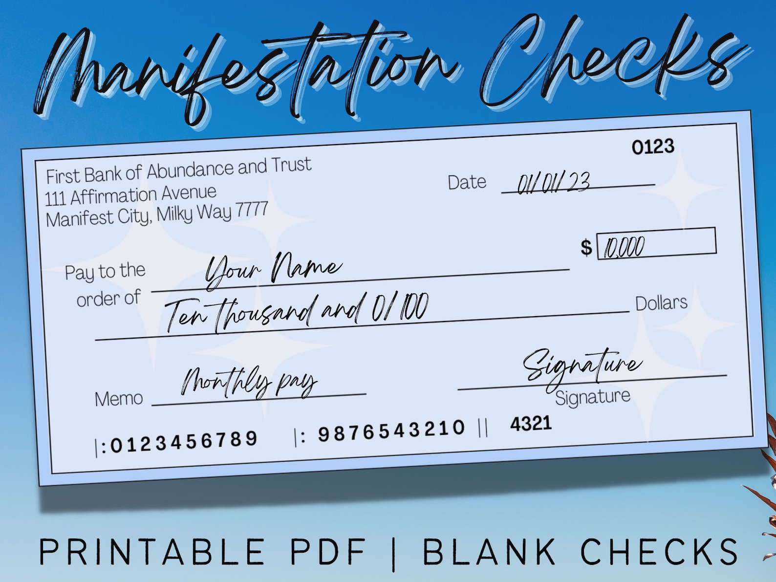 Manifestation Check, Vision Board Checks, Vision Board Printables ...