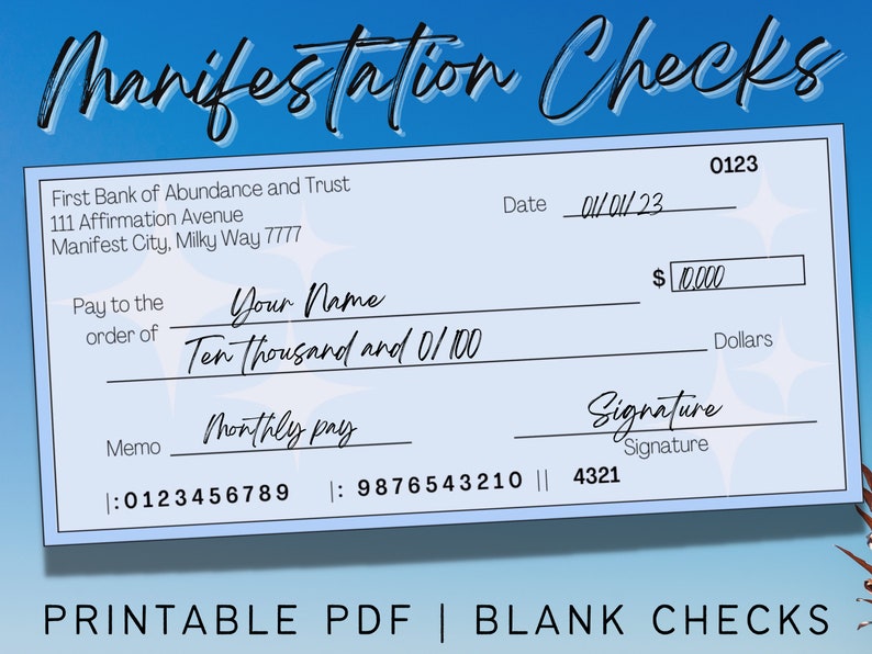 Manifestation Check, Vision Board Checks, Vision Board Printables ...