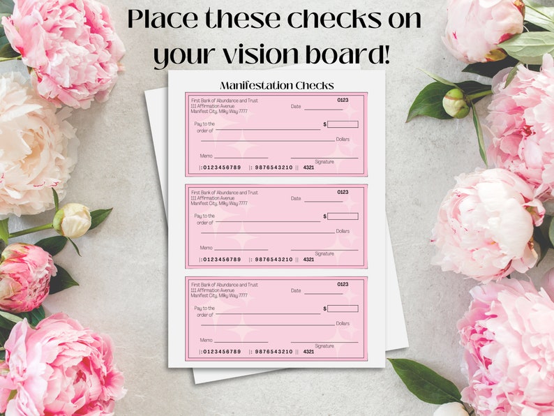 Manifestation Check, Vision Board Checks, Vision Board Printables ...
