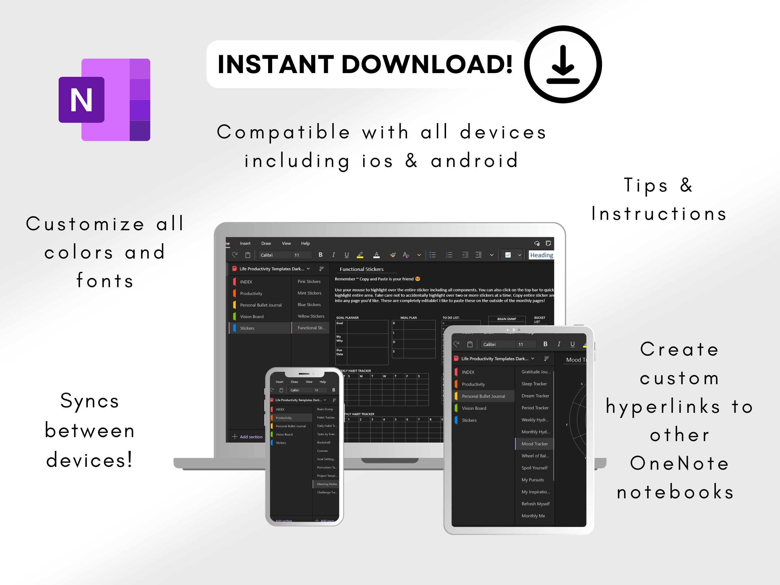 Productivity Planner & Life Planner Onenote Templates Pack - Etsy