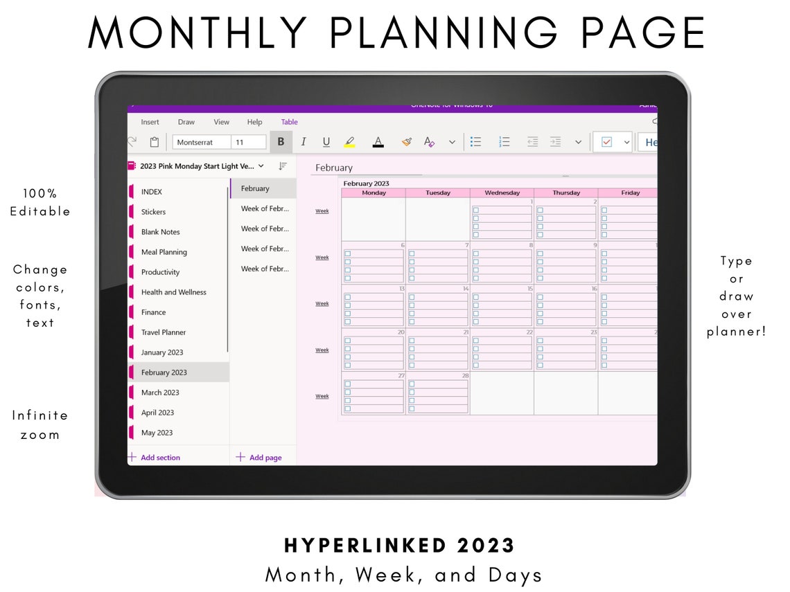 Hyperlinked Onenote Planner, Onenote Digital Planner, Dated 2023, Daily ...