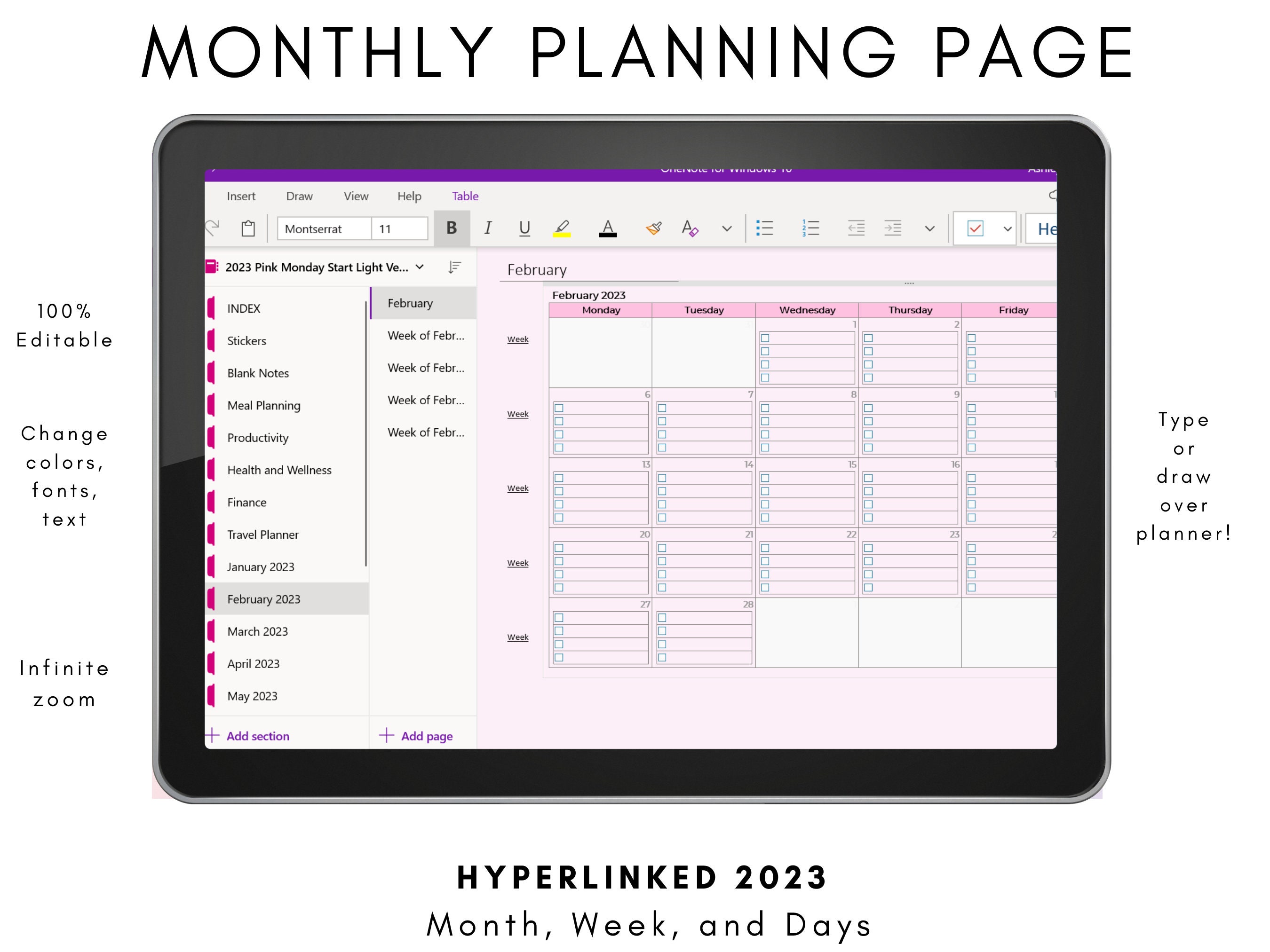 Hyperlinked Onenote Planner, Onenote Digital Planner, Dated 2023, Daily ...