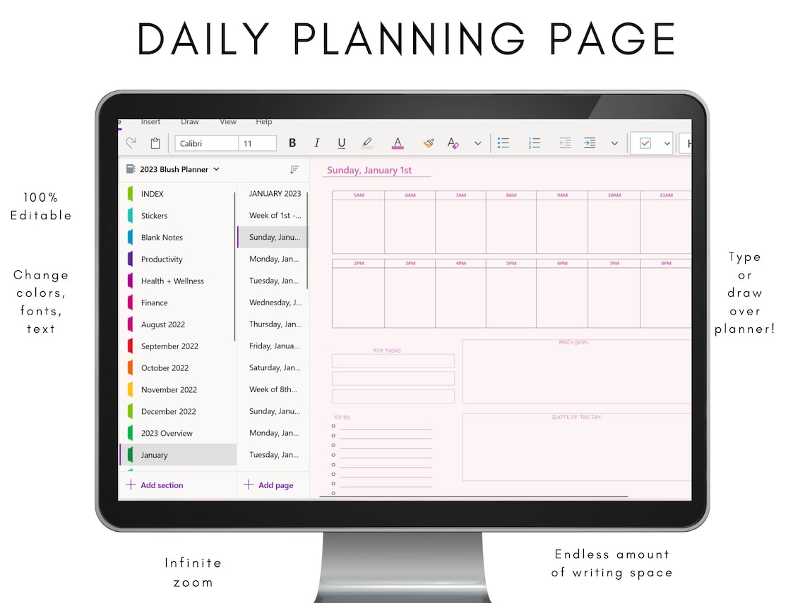 Onenote Digital Planner, Undated Onenote Planner, Android Windows ...