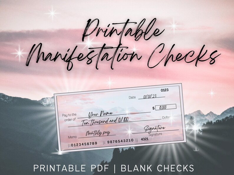 Printable Manifestation Checks, Vision Board Checks, Vision Board ...