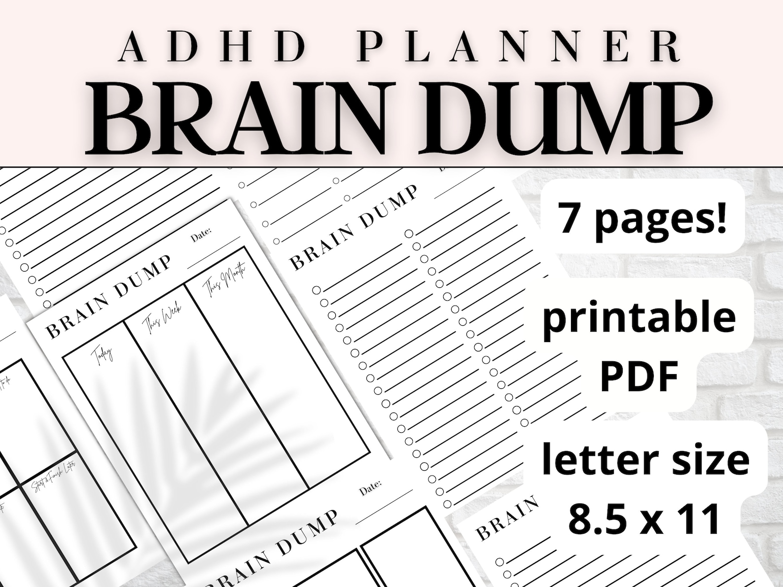 Brain Dump Template, ADHD Planner, Brain Dump Printable, Adult ADHD ...