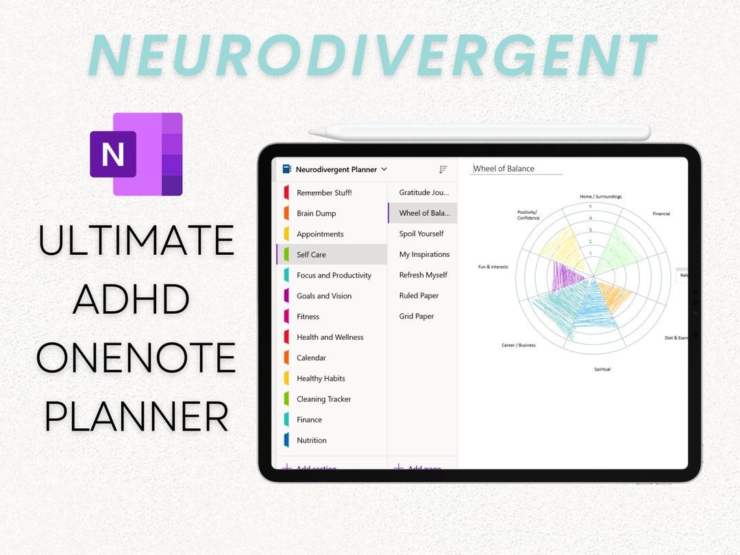 Onenote ADHD Planner Onenote Adhd Planner Adult Productivity Planner ...
