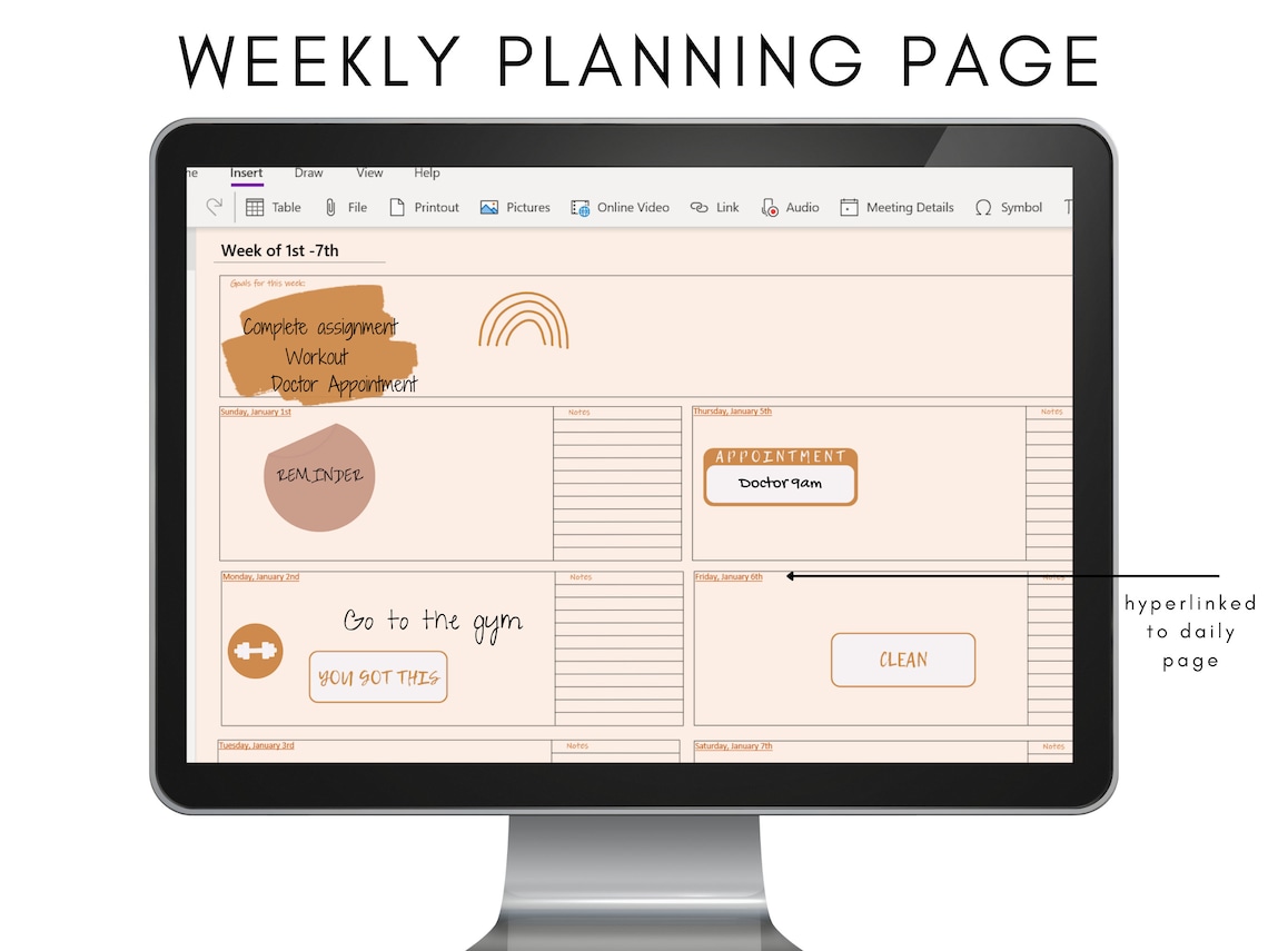 Hyperlinked Onenote Planner, Onenote Digital Planner, Dated 2022 2023 ...