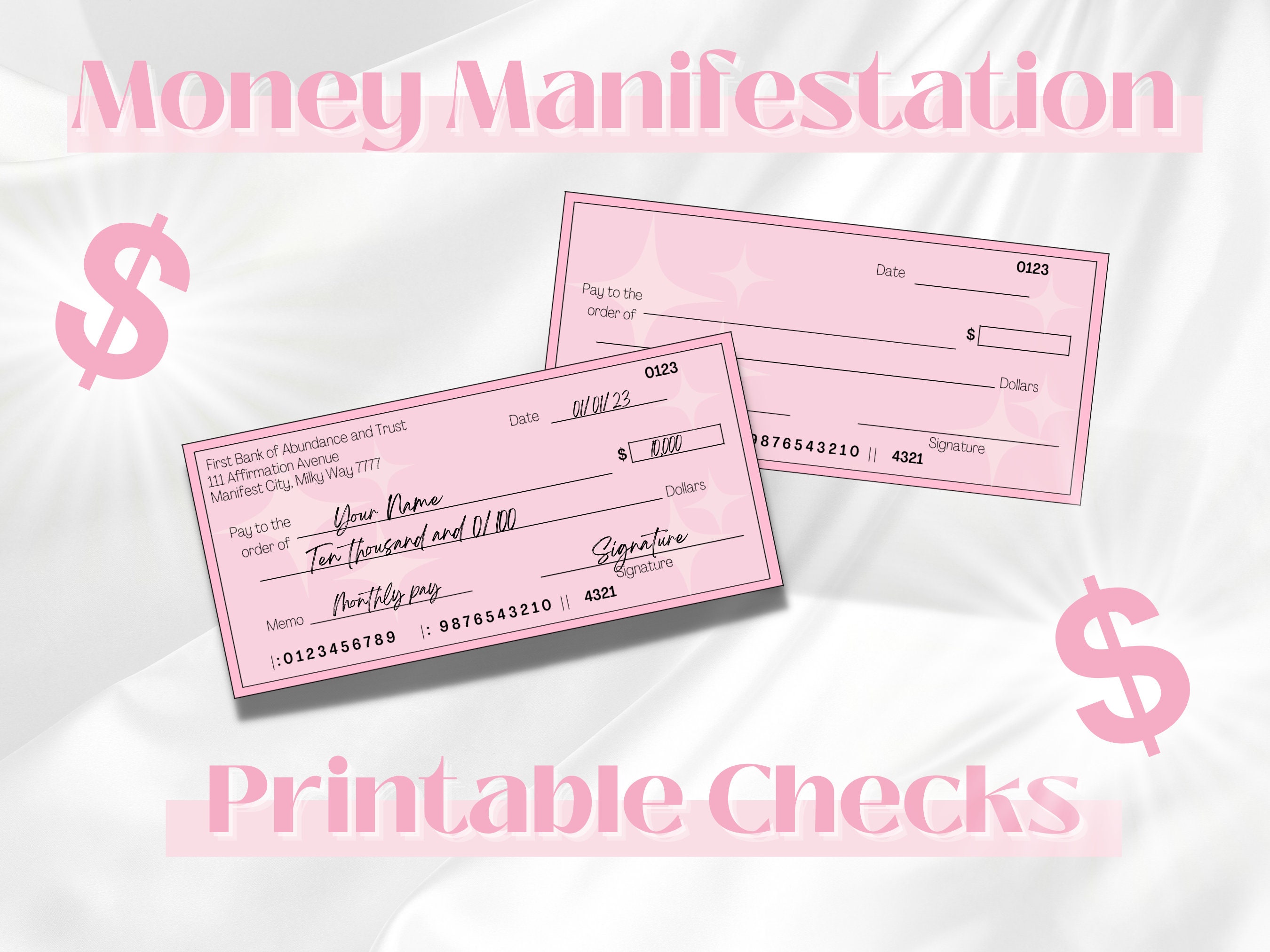 Manifestation Check, Vision Board Checks, Vision Board Printables ...