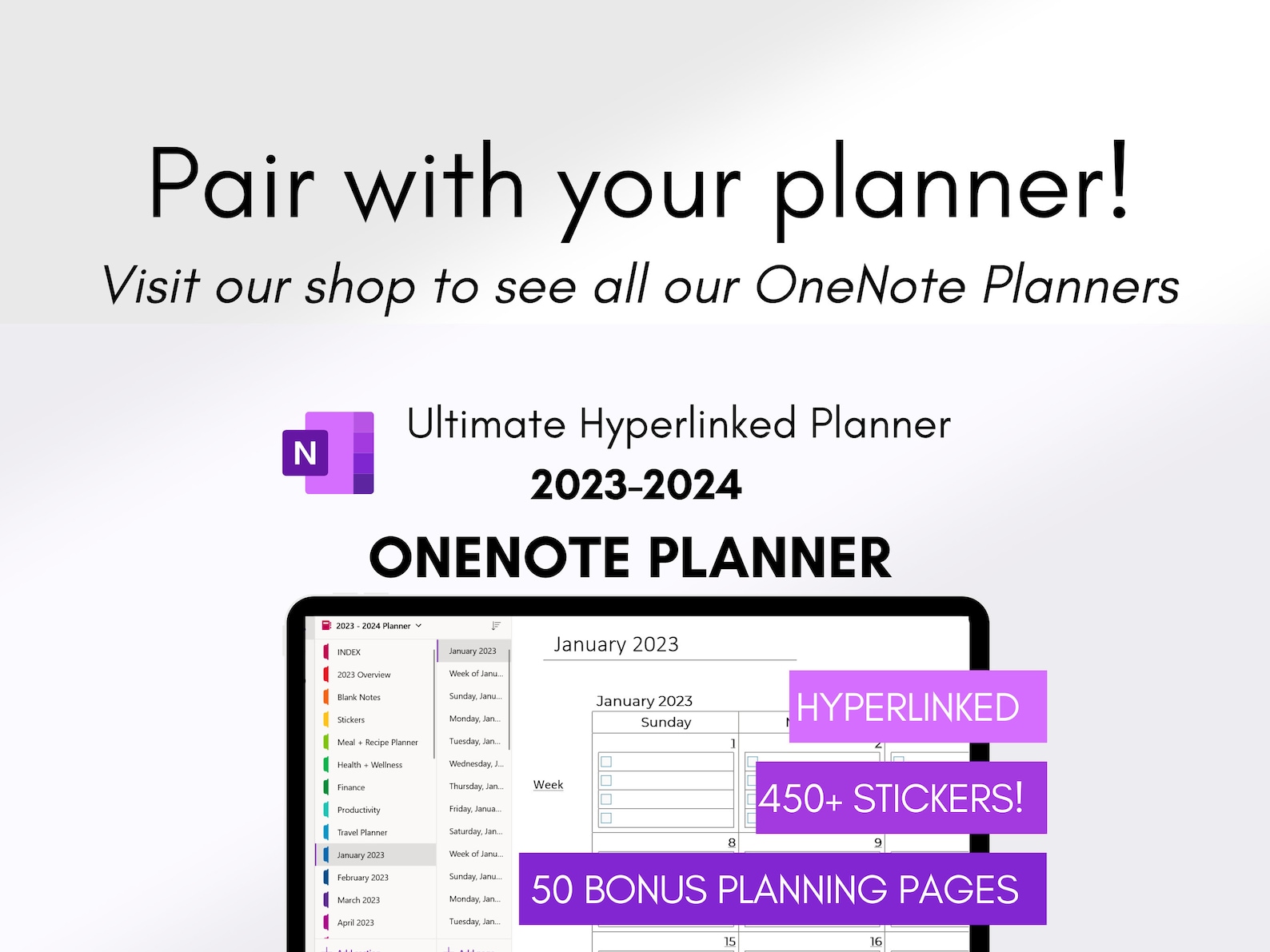 Hyperlinked Onenote Planner, Onenote Digital Planner, Productivity ...