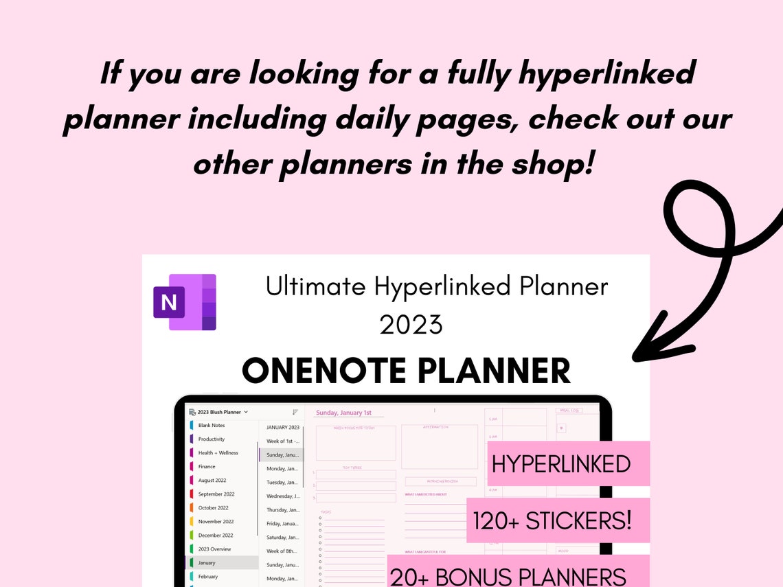 Hyperlinked Onenote Planner, Onenote Digital Planner, Dated 2023, Daily ...