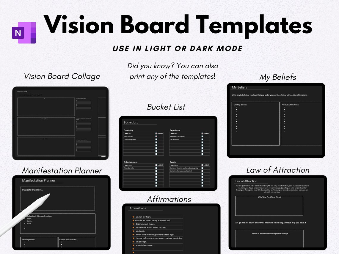 Productivity Planner & Life Planner Onenote Templates Pack - Etsy