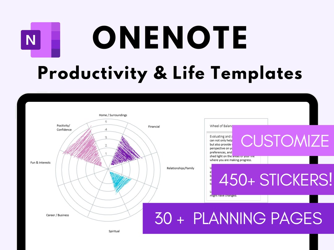 Productivity Planner & Life Planner Onenote Templates Pack, One Note ...
