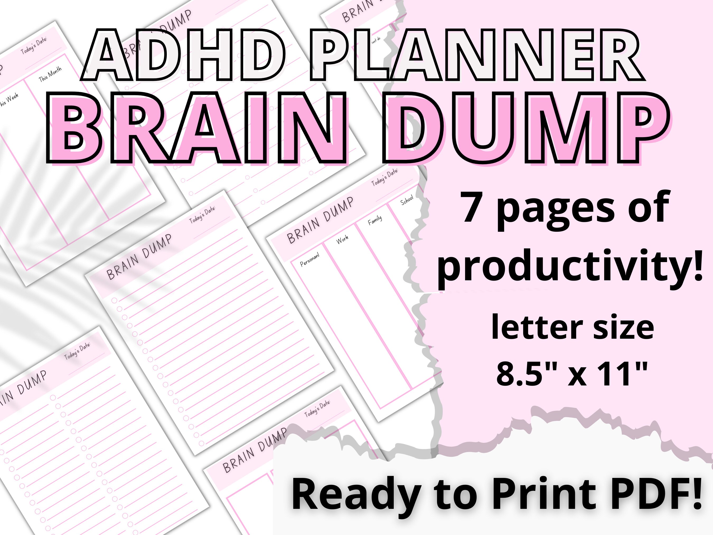 ADHD Planner, Brain Dump, Productivity Planner, to Do List Printable ...