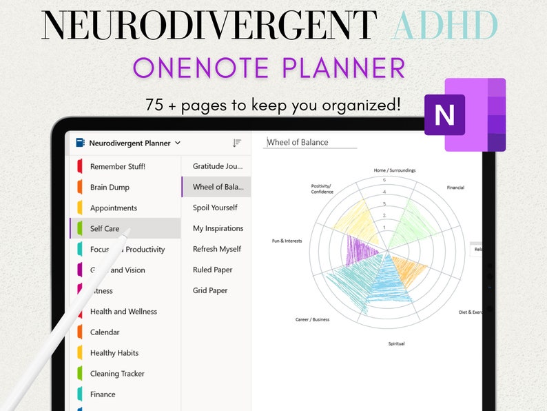Onenote ADHD Planner Onenote Adhd Planner Adult Productivity Planner ...