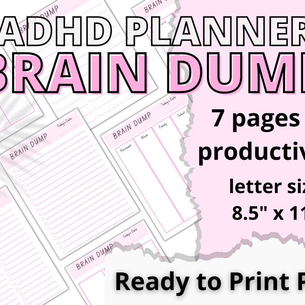 Brain Dump Template, ADHD Planner, Brain Dump Printable, Adult ADHD ...