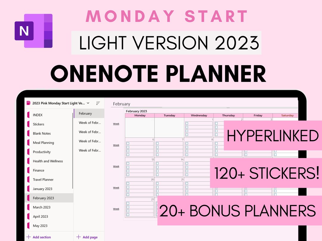 Hyperlinked Onenote Planner, Onenote Digital Planner, Dated 2023, Daily ...