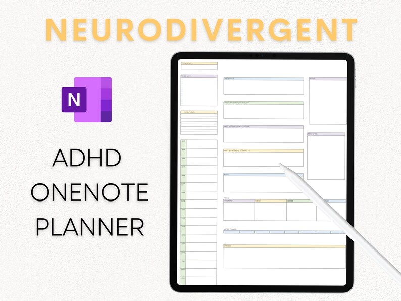 Onenote ADHD Planner Onenote Adhd Planner Adult Productivity Planner ...