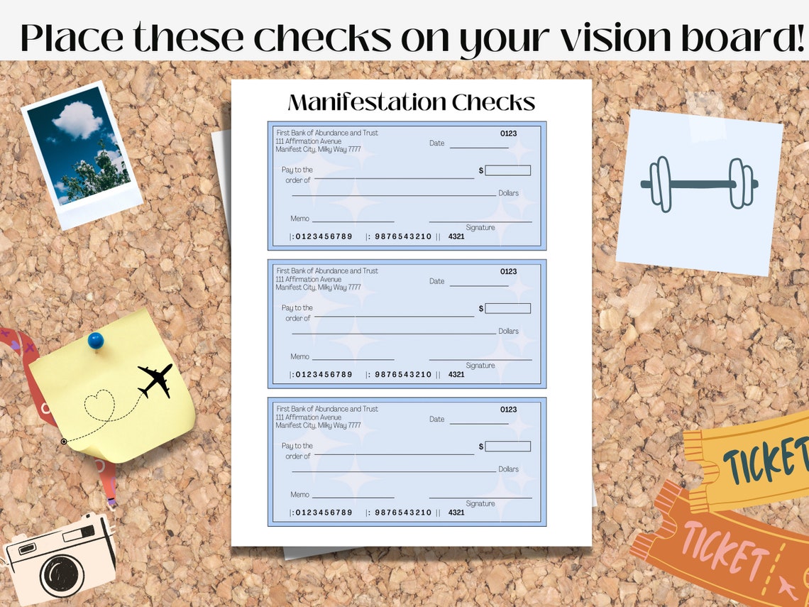Manifestation Check, Vision Board Checks, Vision Board Printables ...
