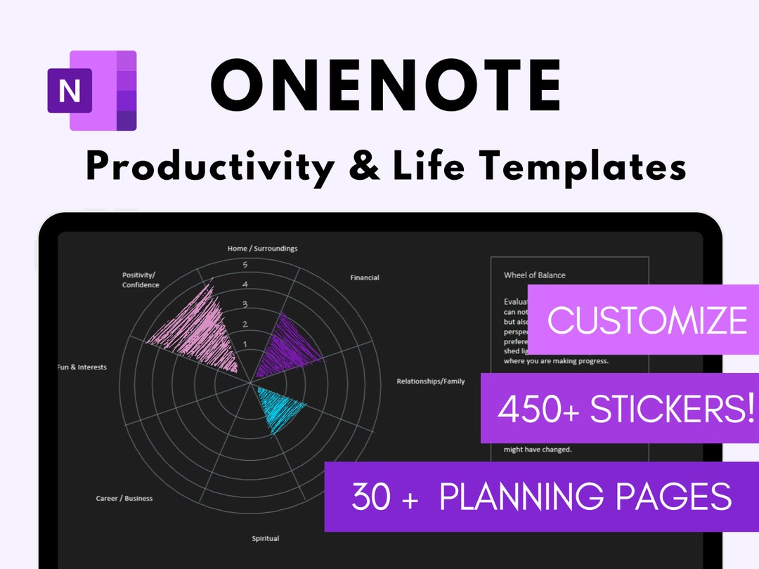 Productivity Planner & Life Planner Onenote Templates Pack, One Note ...