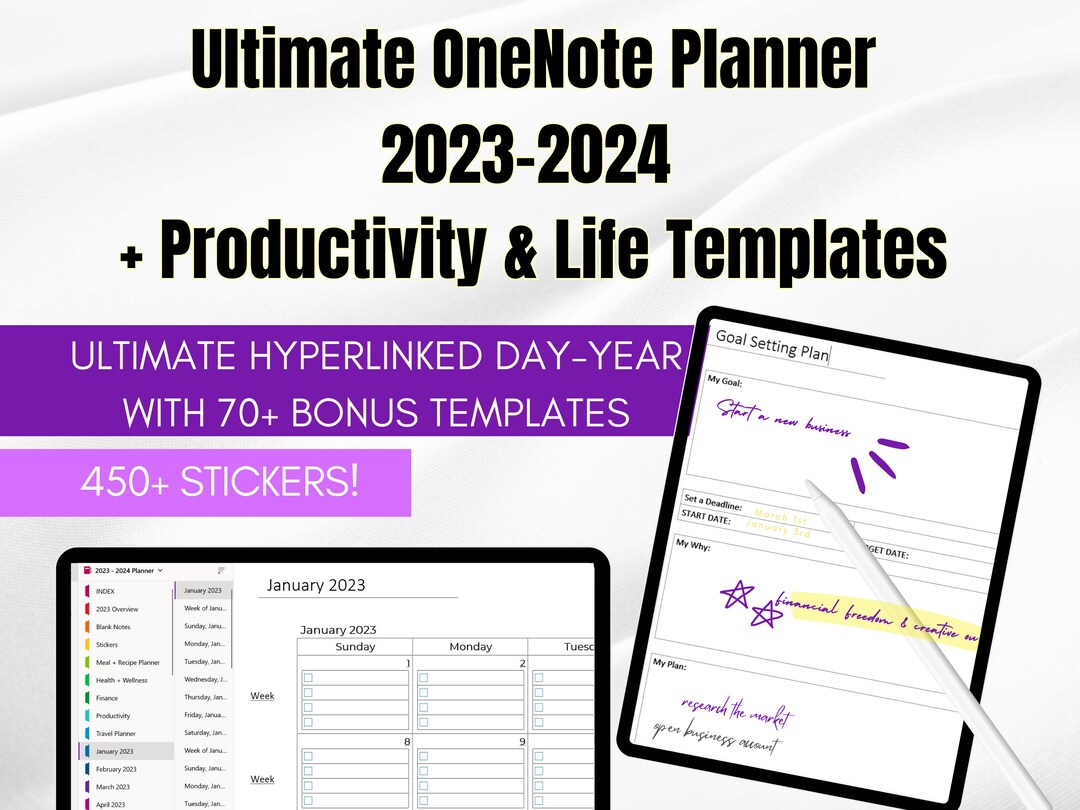 Productivity Planner & Life Planner Onenote Templates Pack, One Note ...