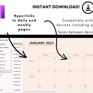 Hyperlinked Onenote Planner, Onenote Digital Planner, Dated 2022 2023 ...