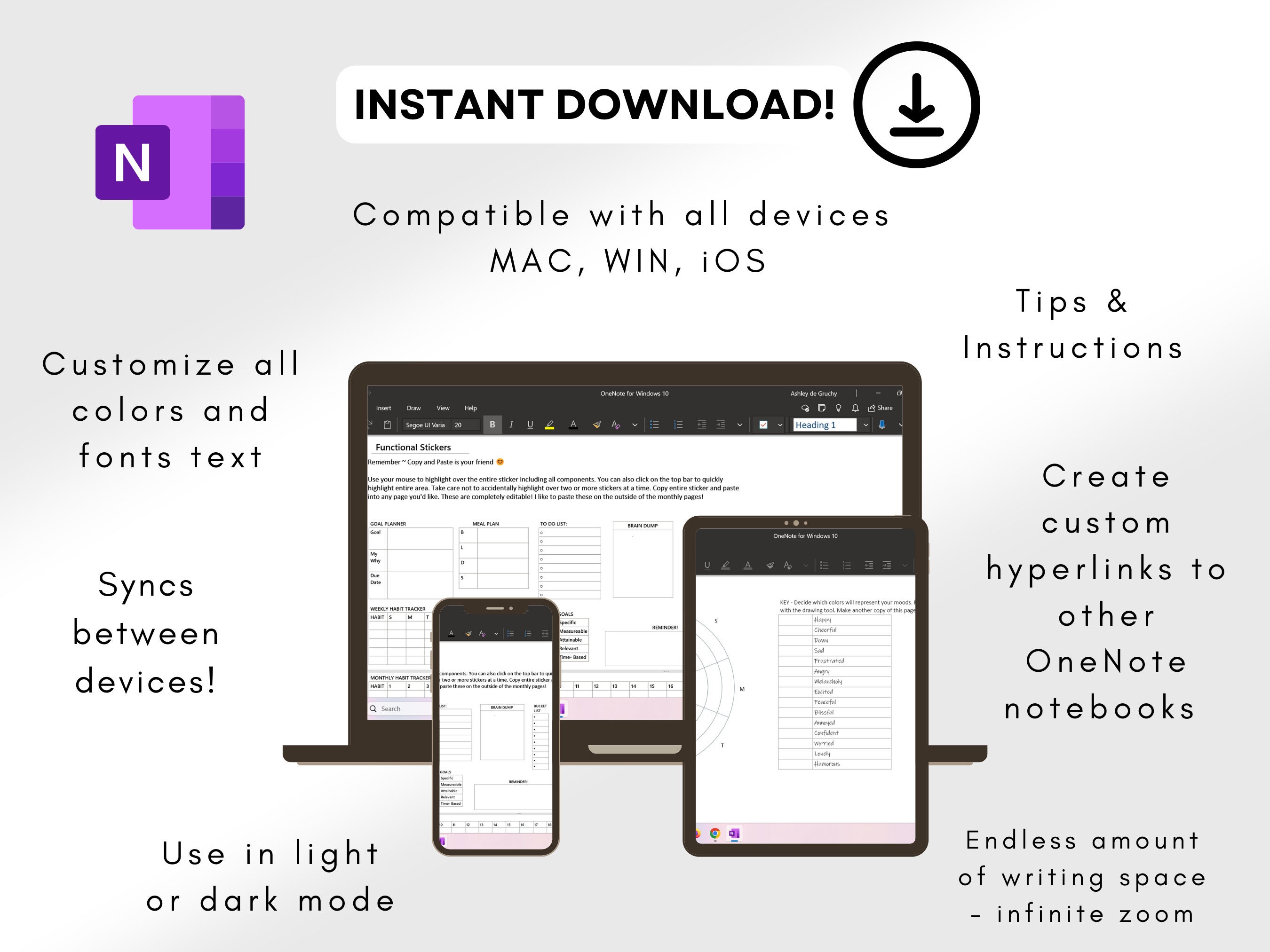 Productivity Planner & Life Planner Onenote Templates Pack, One Note ...