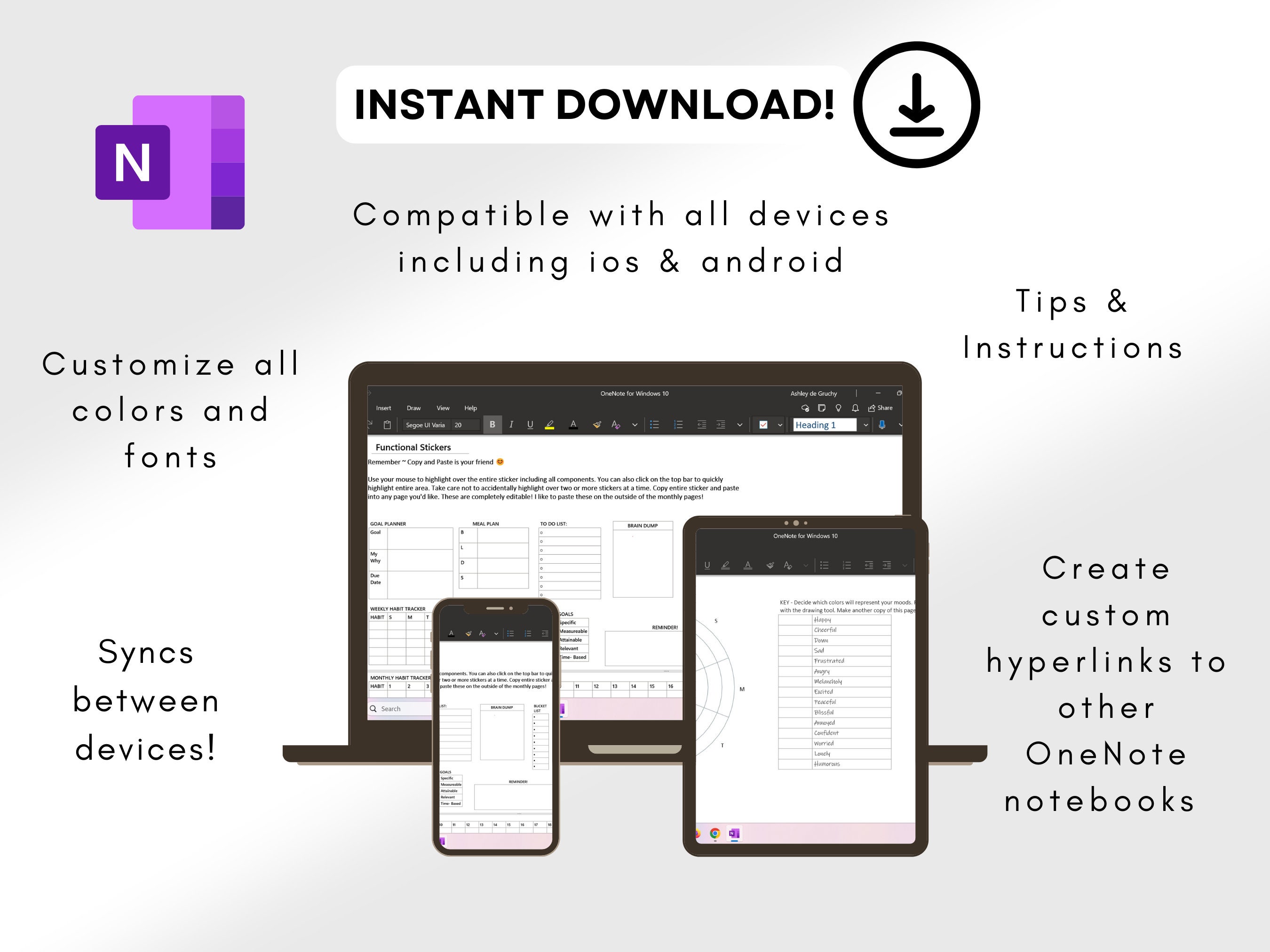 Hyperlinked Onenote Planner, Onenote Digital Planner, Productivity ...