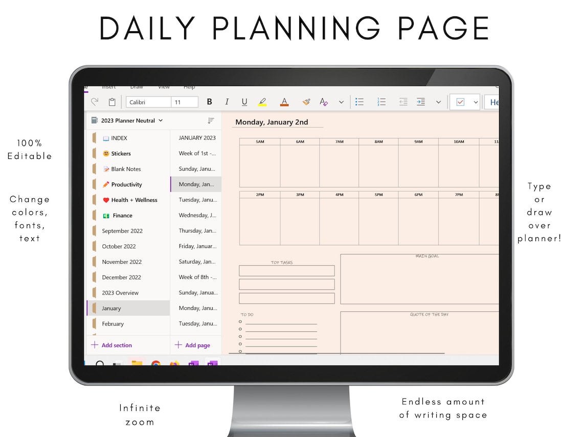 Hyperlinked Onenote Planner, Onenote Digital Planner, Dated 2022 2023 ...
